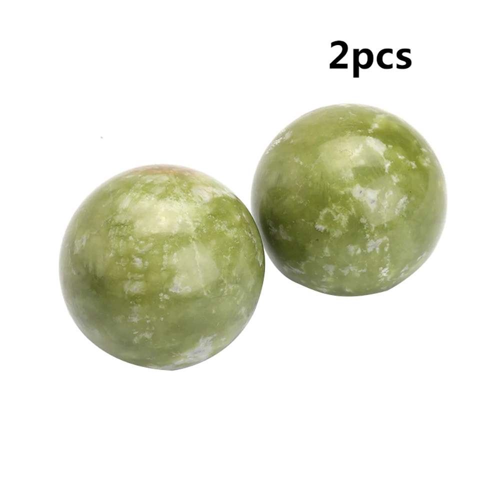 2pcs Natural Jade Stone Massage Ball Exercise Stress Relaxation Relief ...