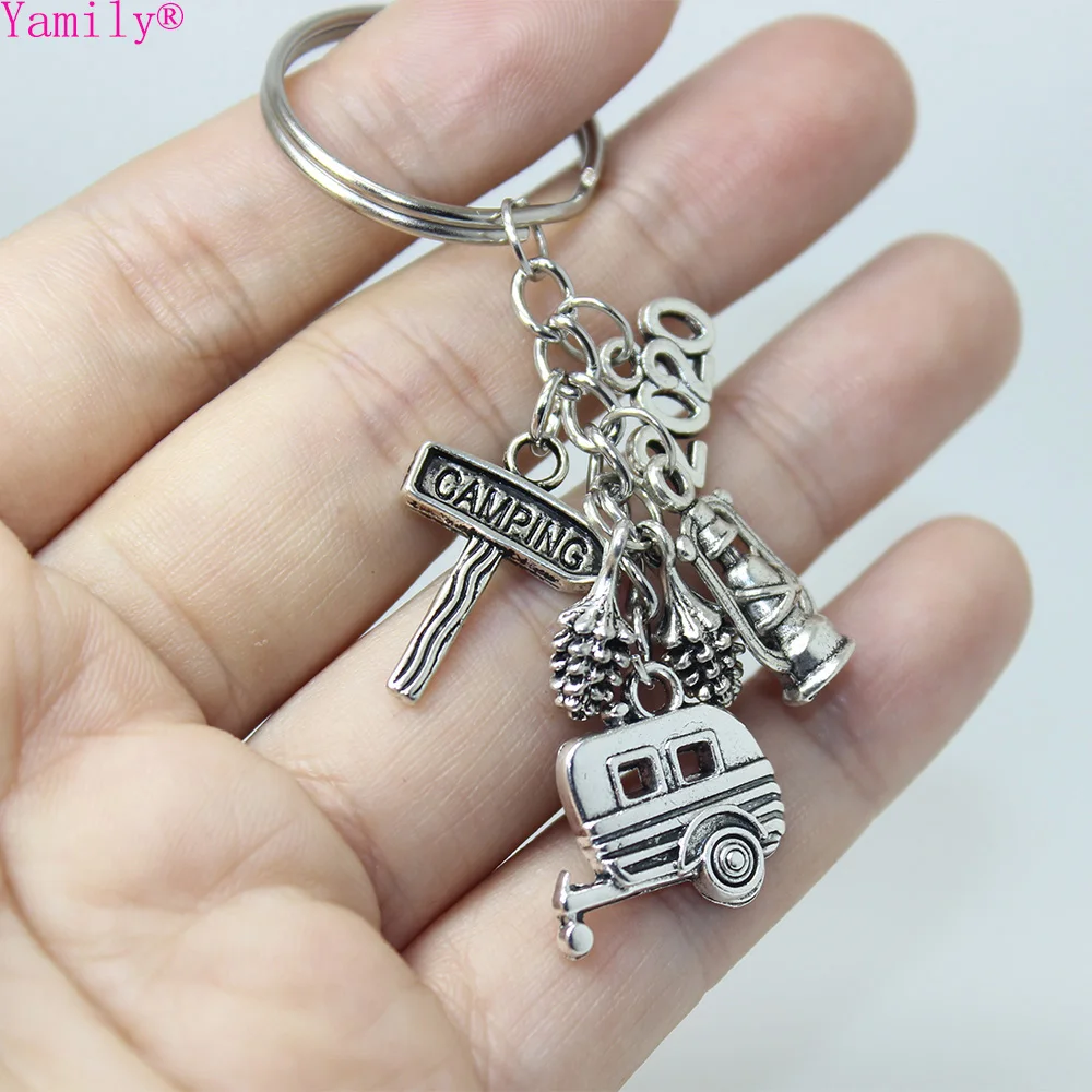 Yamily 2020 Camping Keychain Trailer, RV Caravan Campground Key Chain ...
