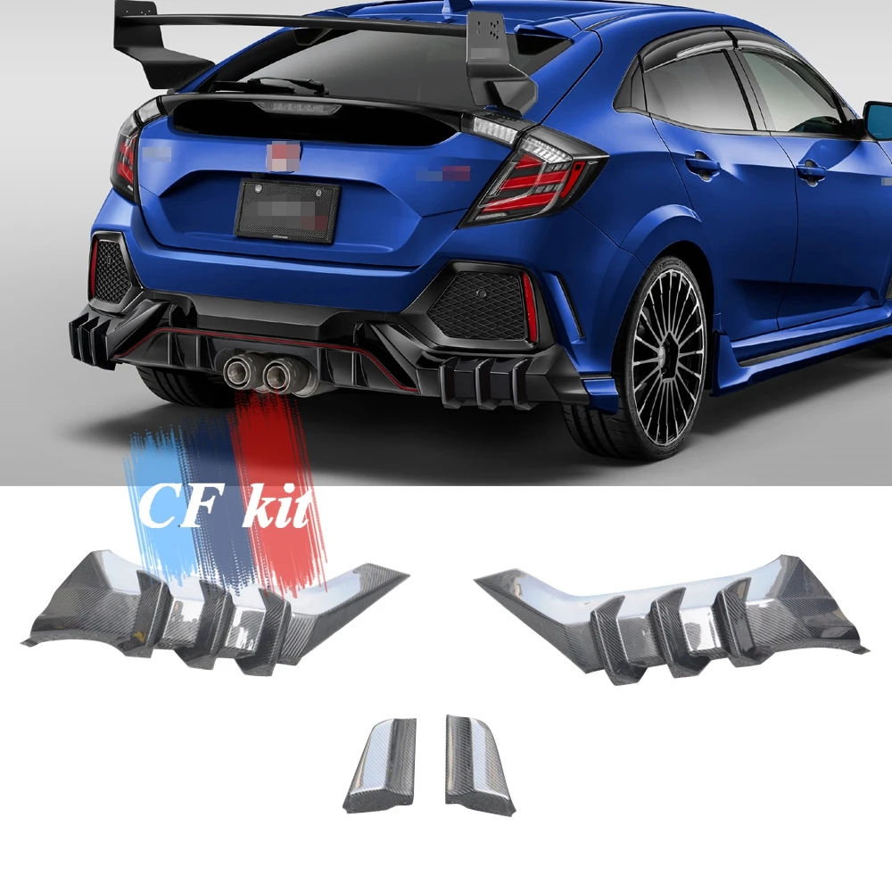 Real-Carbon-Fiber-Rear-Bumper-Lip-Diffuser-Protector-Auto-Tuning-For ...