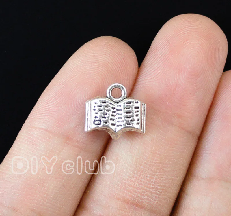 100pcs Antique Silver Open Book Charms Pendant 12x11mm|Charms| - AliExpress