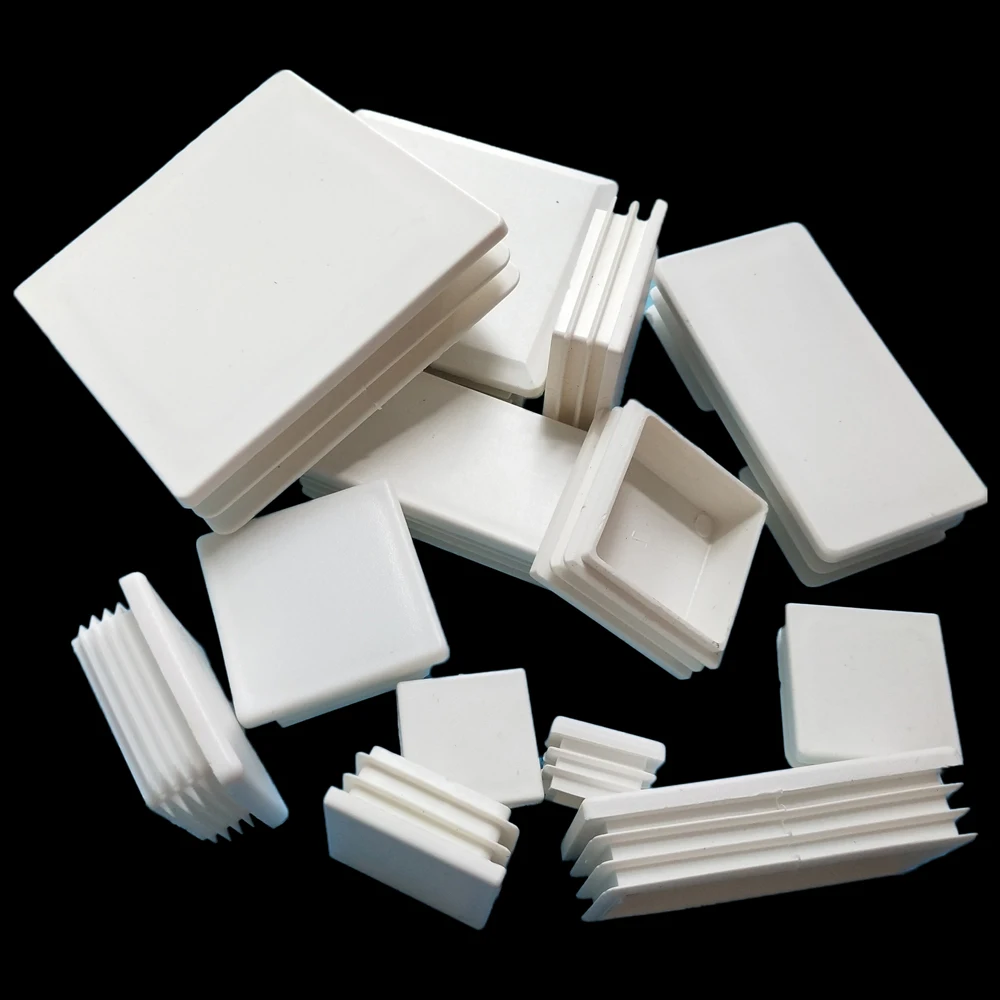 2/10/20pcs White Plastic Rectangle Blanking End Caps Cap Tube Pipe ...