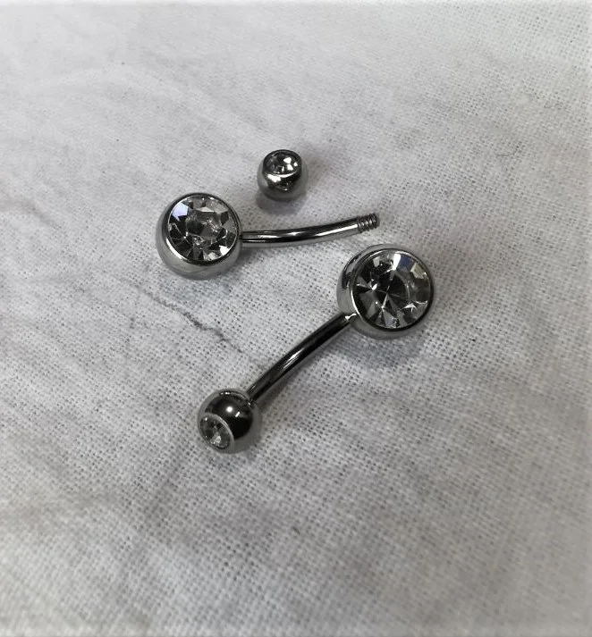 G23 Titanium External Thread Belly Button Rings 14g Double Gems Navel ...