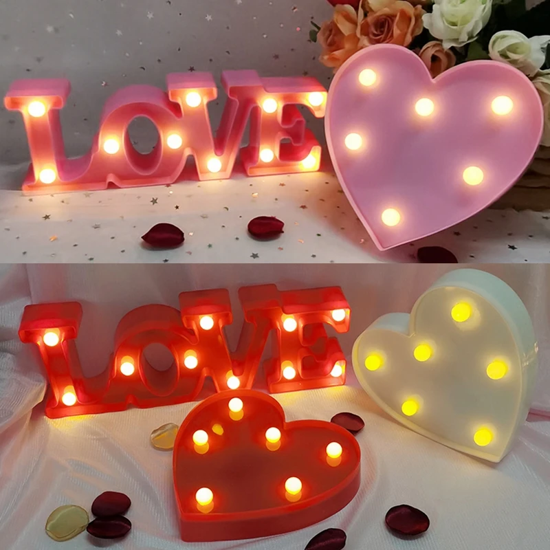 Love-Heart-LED-Letter-Lamp-Wedding-Romantic-Red-Pink-Night-Light ...