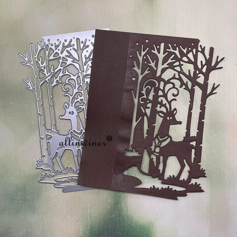 Reindeer Forest Frame Metal Cutting Dies Stencils For Diy Scrapbooking ...