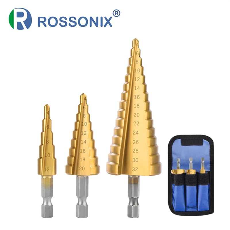 Step Drill Bit 3-12mm 4-12mm 4-20mm 4-32mm Hss Straight Groove Titanium ...