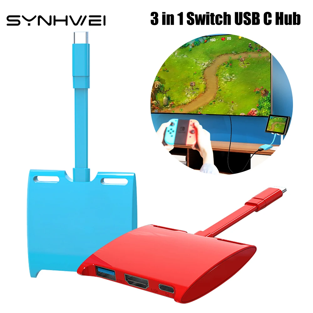 3 Port Usb C Hub For Nintendo Switch Docking Station Usb C Tv Dock To ...