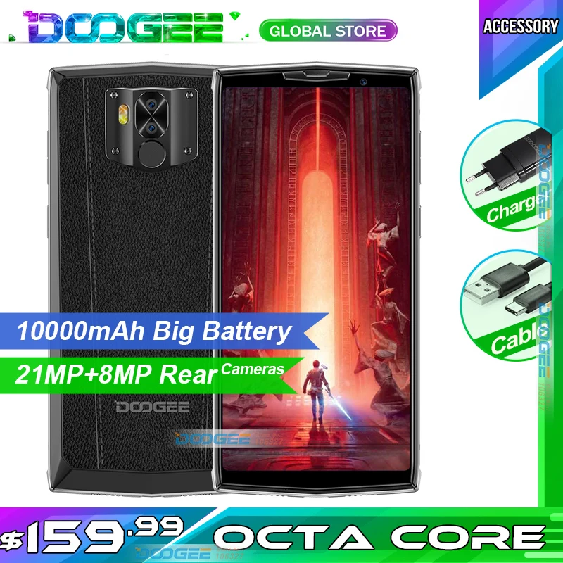 Doogee n100 celular 10000mah bateria 5.9 polegada fhd + display 21mp ...