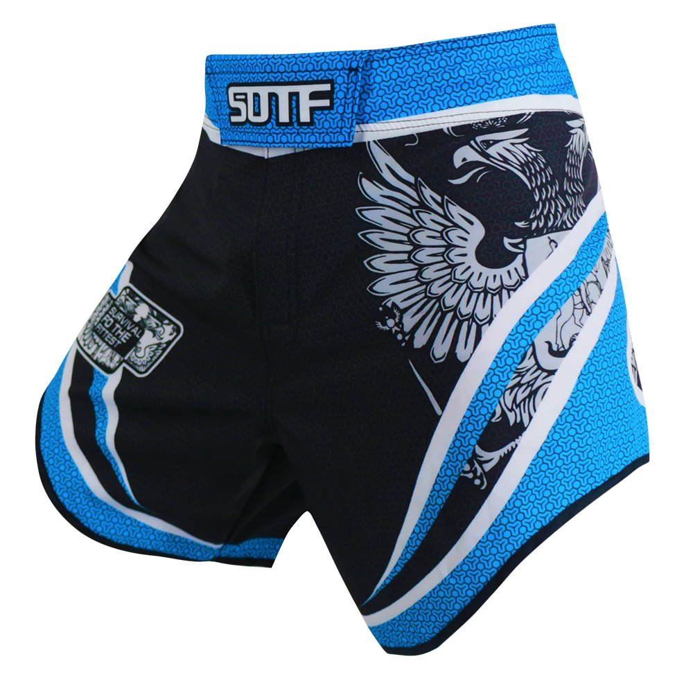 SOTF MMA Black Printing Breathable Fight Fitness Short Tiger Muay Thai ...