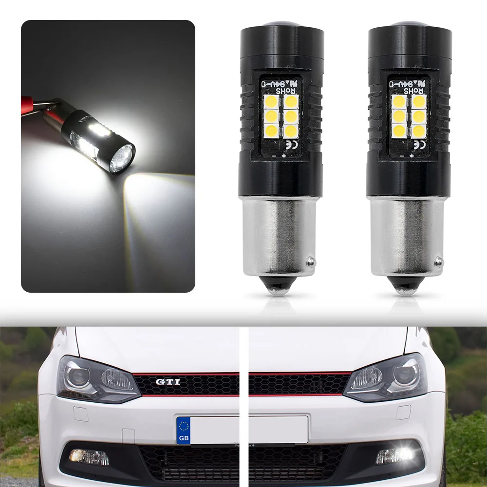 2Pcs White Canbus No Error P21W 1156 BA15S LED Light Bulb For 09-14 VW ...