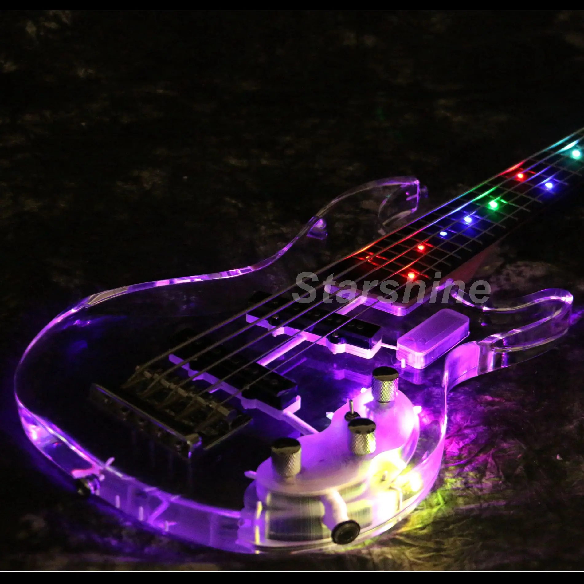 T-ED2-5-Strings-Colorful-LED-Light-Electric-Bass-Acrylic-Body-Crystal ...