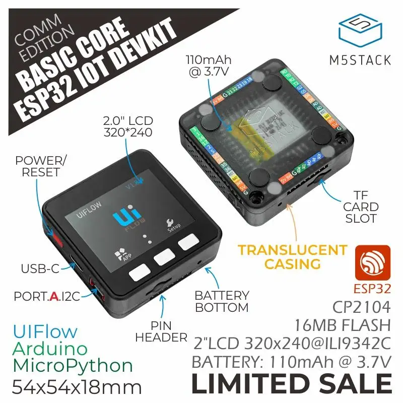 M5Stack Kit de desarrollo de núcleo básico ESP32 IoT, edición conmemorativa con placa de ...