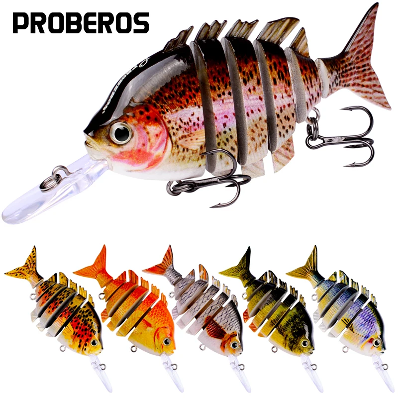 PROBEROS 8pcs Fishing Lure 6 Sections 10cm 13.67g SwimBait 8# Hook ...