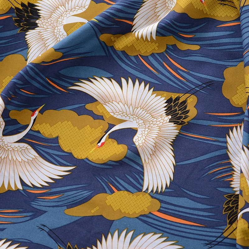 Half-meter-high-grade-artificial-cotton-fabric-with-red-crowned-crane ...