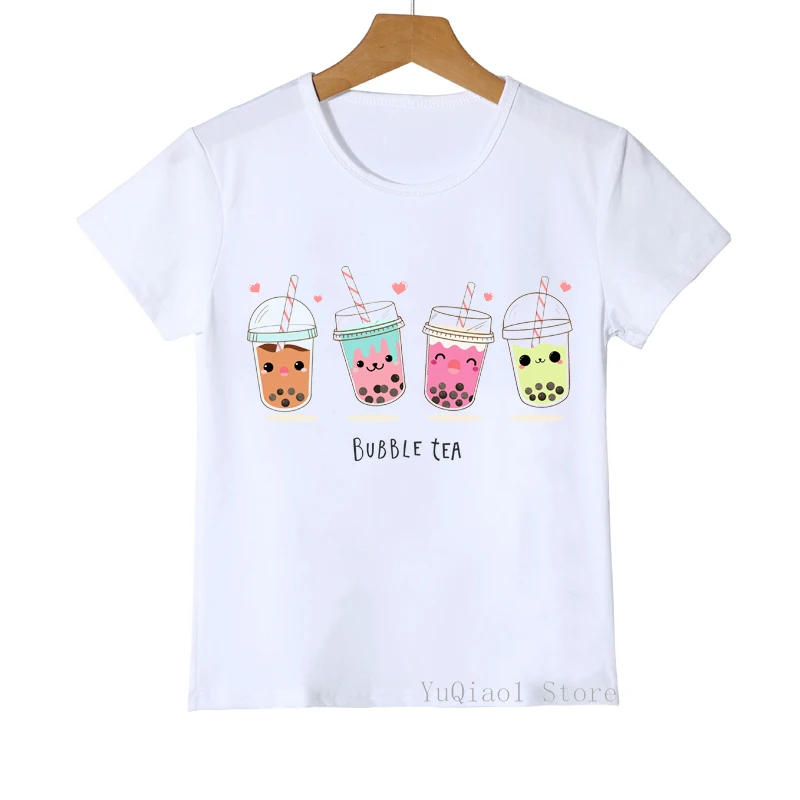 Lovely Cartoon Boba/ Bubble Tea Children's T-Shirts Summer Baby Kids ...