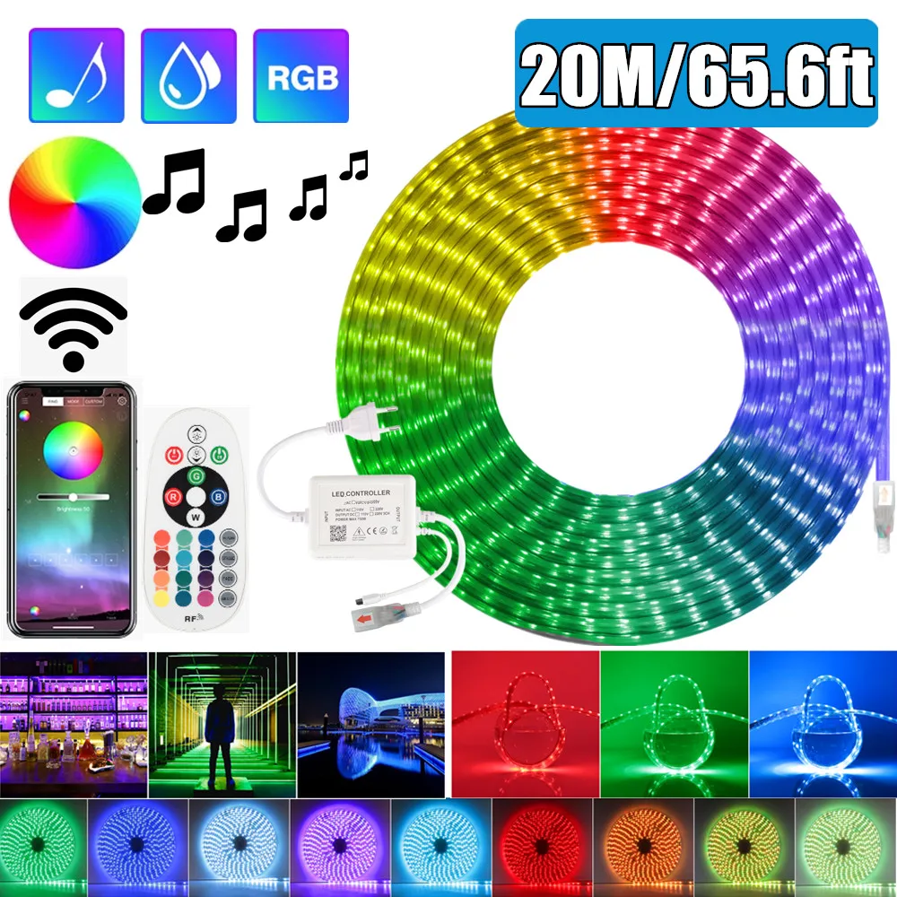 20M-65-6feet-LED-Strips-Lights-5050-SMD-Tape-Diode-Waterproof-Remote ...