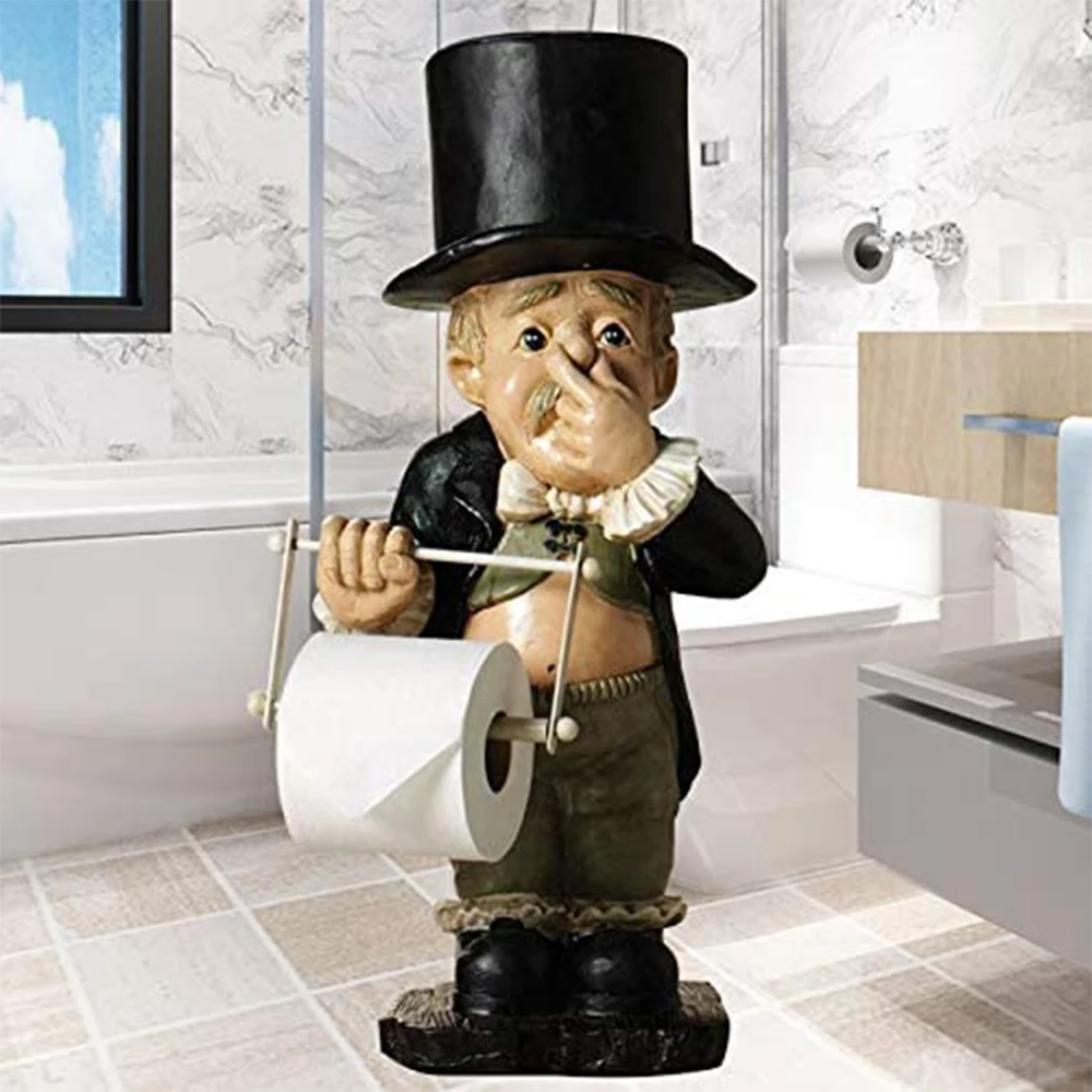 Creative Spoof Toilet Butler without Roll Paper Holder Pinching Nose ...