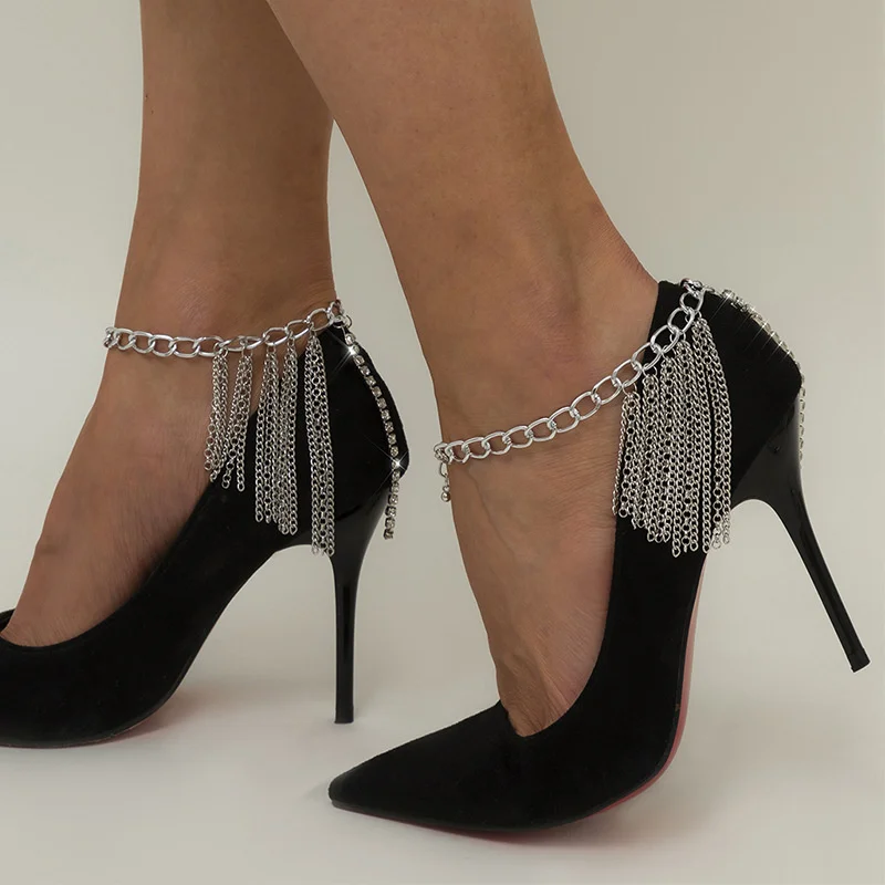 Wedding Women Back High Heel Foot Ankle Chain Barefoot Sandal Beach ...