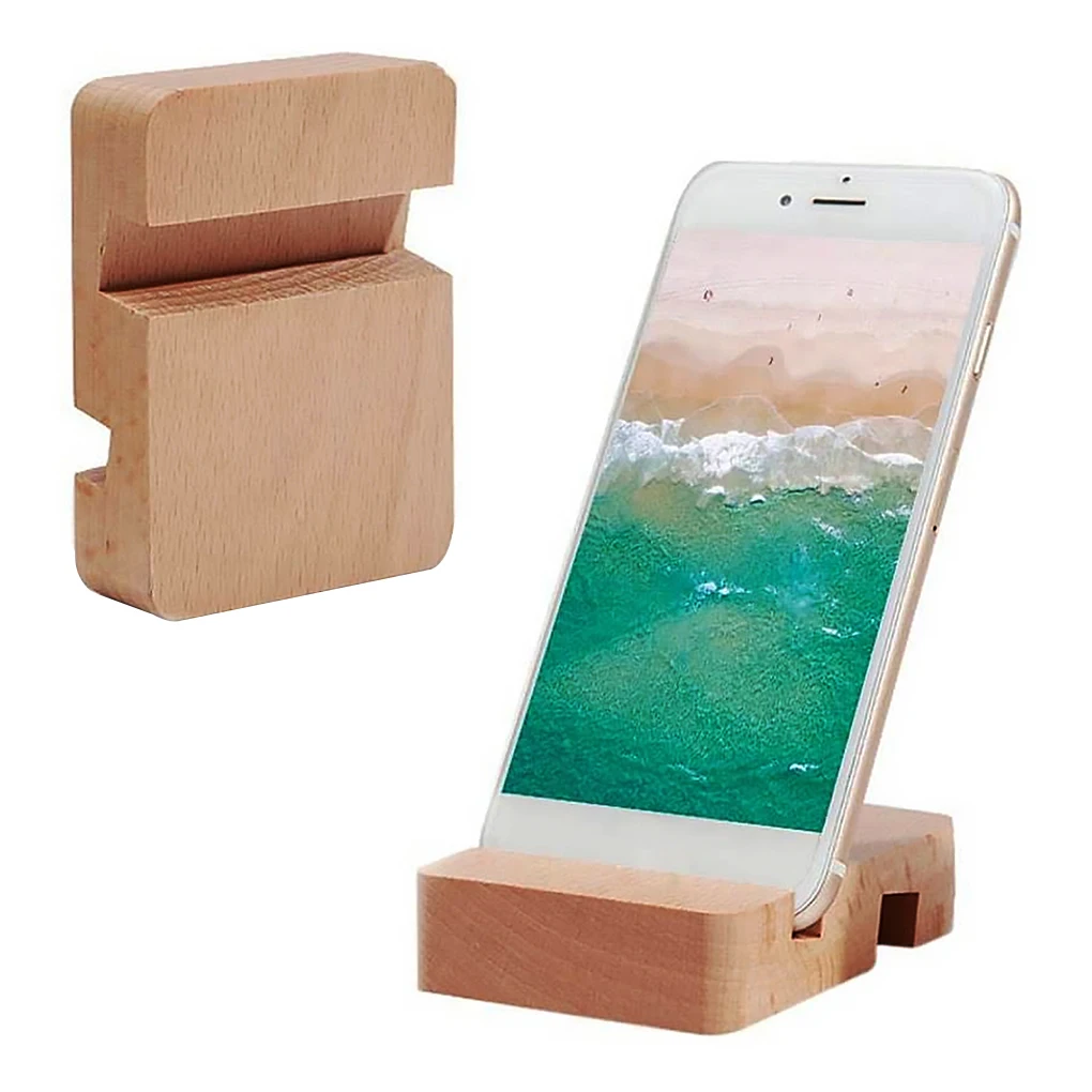 Wood-Mobile-Phone-Display-Holder-Double-Slotted-Bracket-Hands-free ...