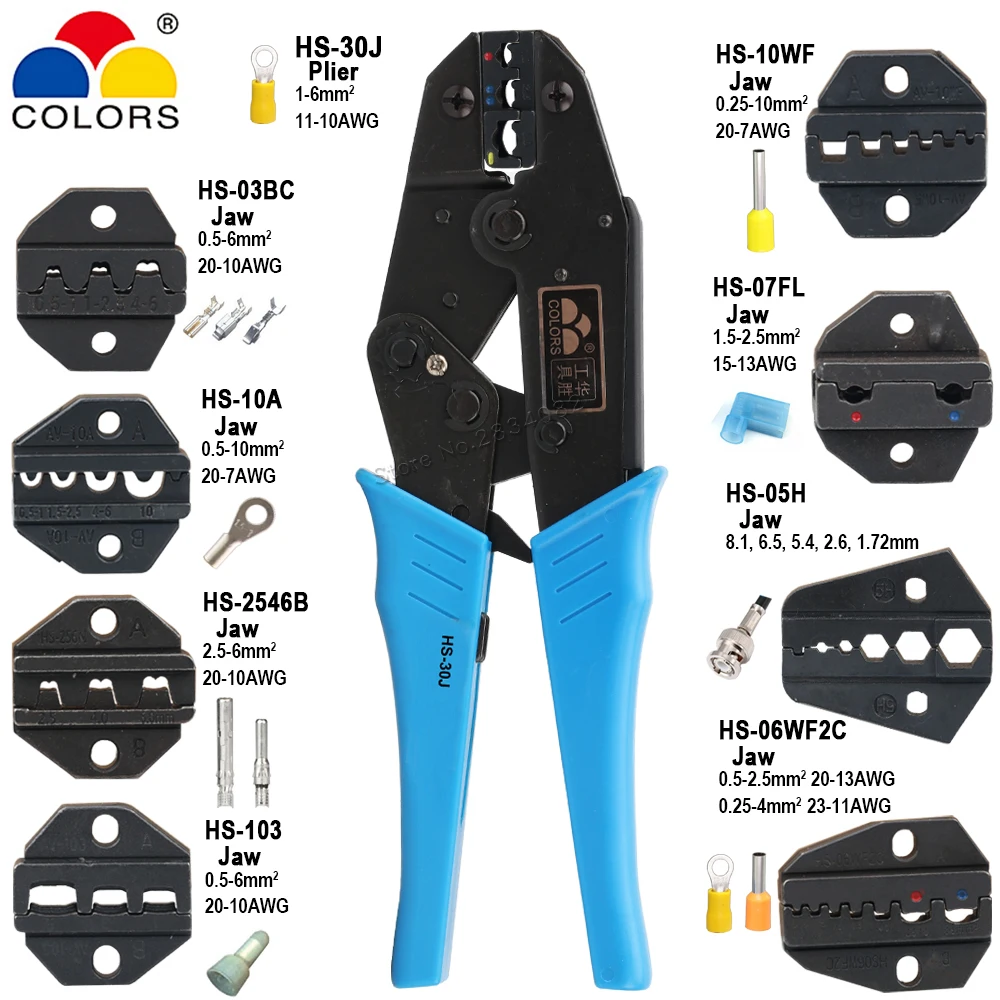 HS-30J-9-Krimpen-Tang-1-0-6mm2-Ge-soleerde-Terminals-Ratchet-Wire ...