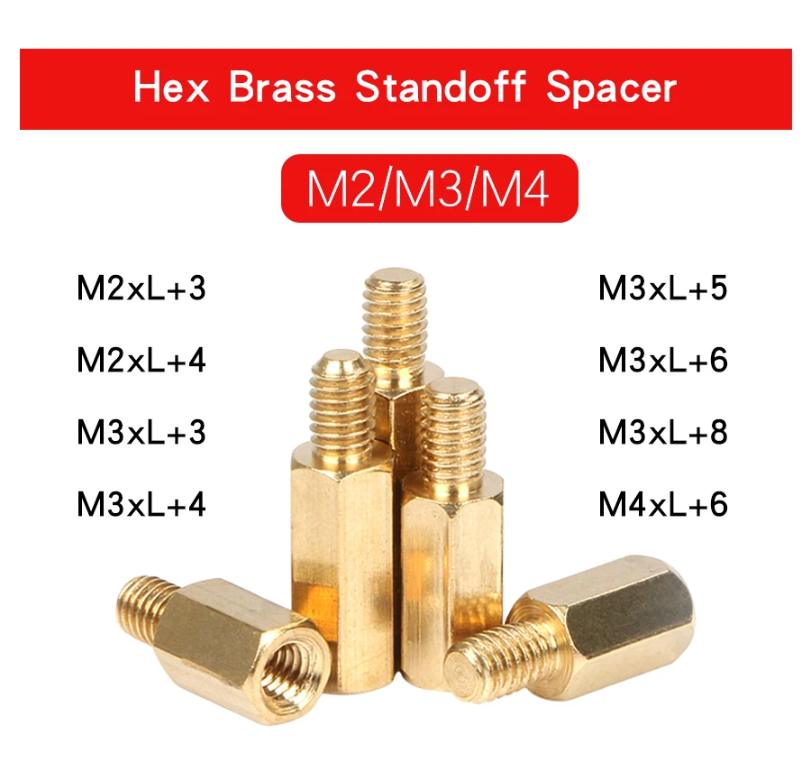 VIS,M3-Thread 4 mm-30 mm--Vis'espacement hexagonal en laiton, vis M3 ...