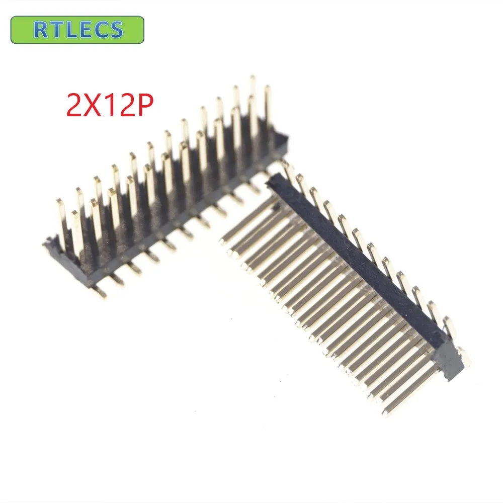 500 pcs 2x12 P 24 Pin 1.27 mm male Header Dual row Straight PCB SMT ...