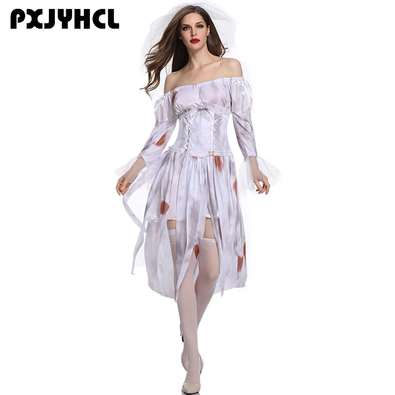 Halloween Ghost Bride Cosplay Traje Para As Mulheres Zumbi Vampiro ...