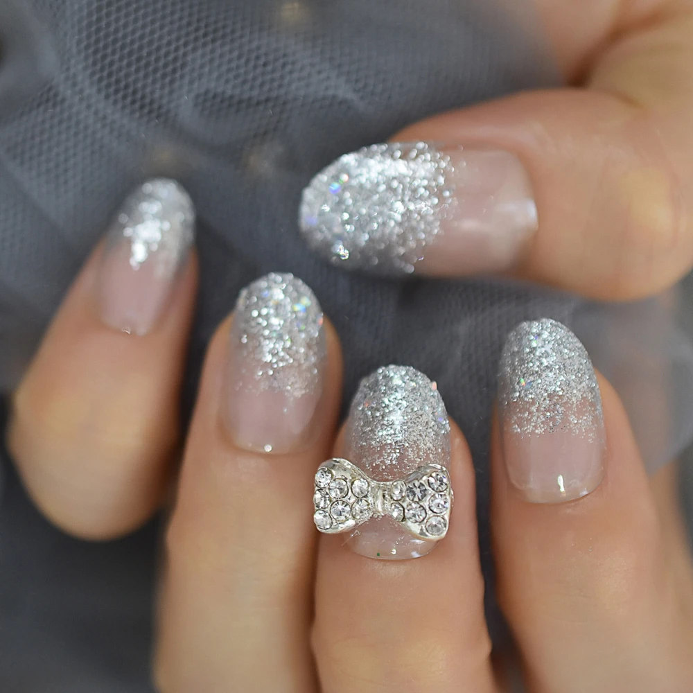 Silver Oval Nails