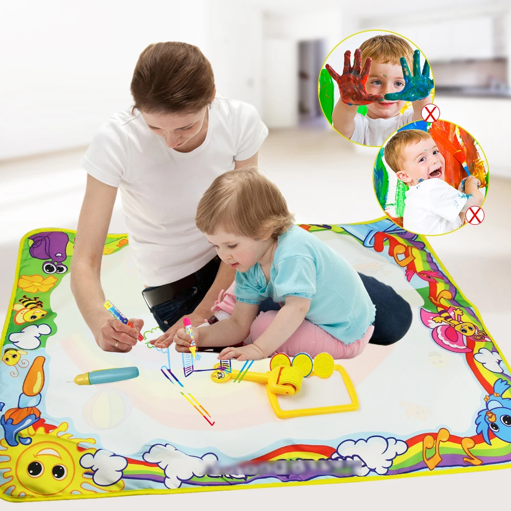 6 Types Magic Water Drawing Mat With Pens & Stamps Painting Board In ...
