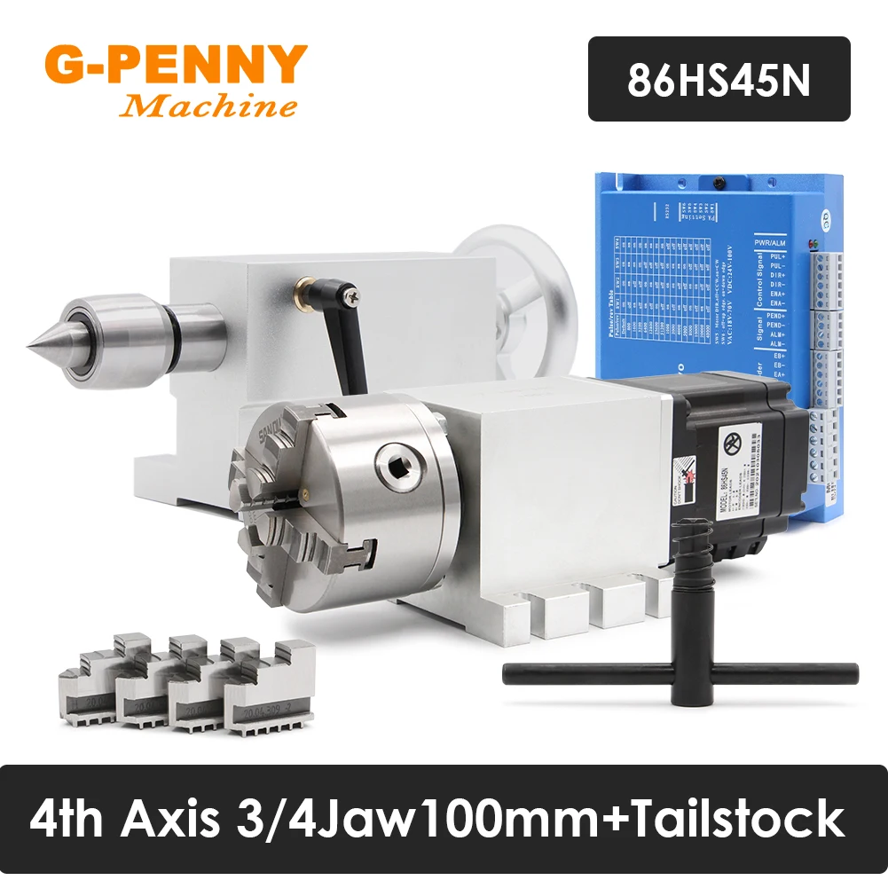 NEW-4th-Axis-3-4Jaw-100mm-CNC-dividing-head-Rotation-Axis-A-axis-kit ...