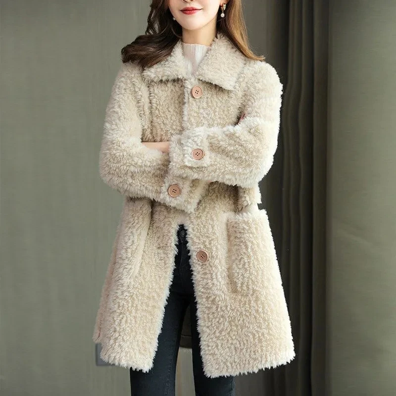 2023-Mulheres-Inverno-New-Grain-Wool-Sheep-Shearing-Coat-Mulheres-de-Comprimento-M-dio-Coreano ...