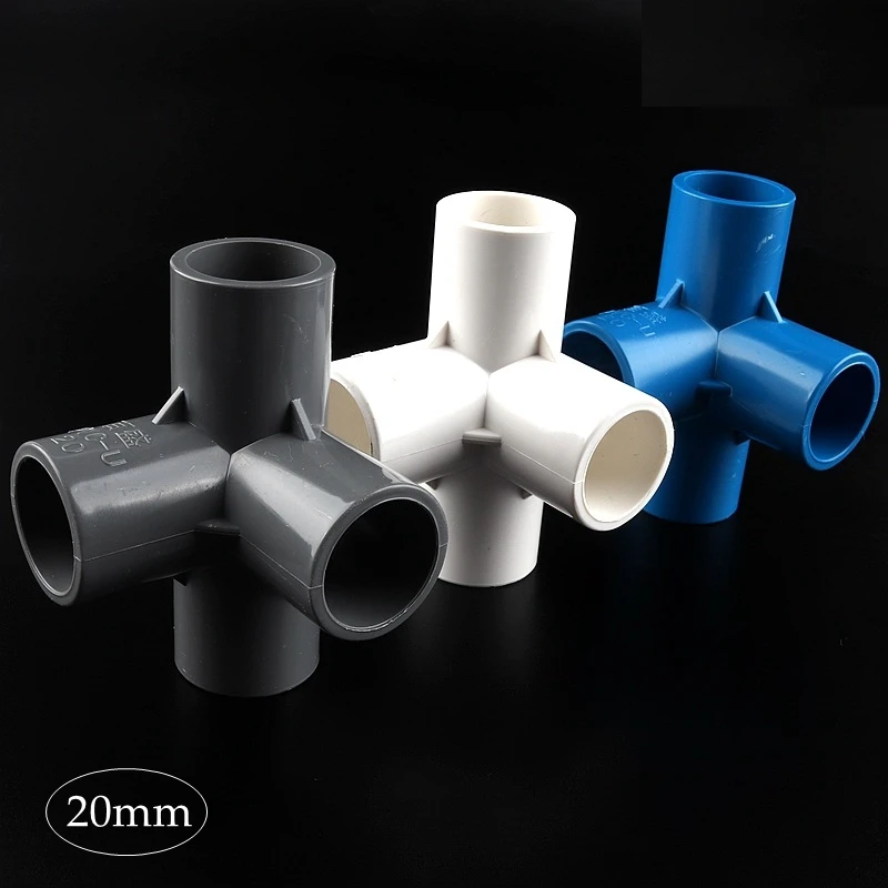 20mm 3D PVC Pipe Connector 4 way Connector PVC Joint Connector Garden ...