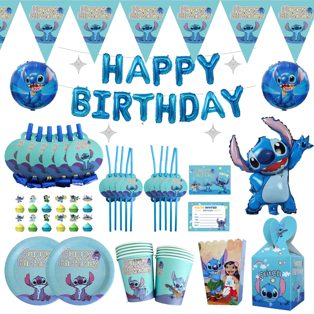 Juego de vajilla desechable Lilo Stitch, platos de papel, pancarta ...