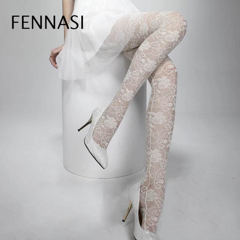 FENNASI, цветочные ажурные колготки, женские ажурные кружевные сетчатые ...
