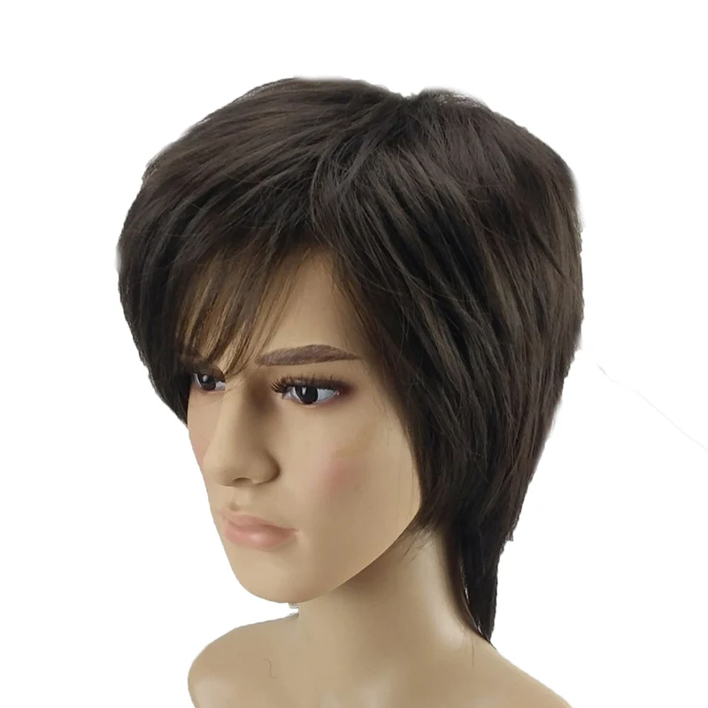 Hairjoyсинтетический парик для мужчин короткие Многослойные темно ...