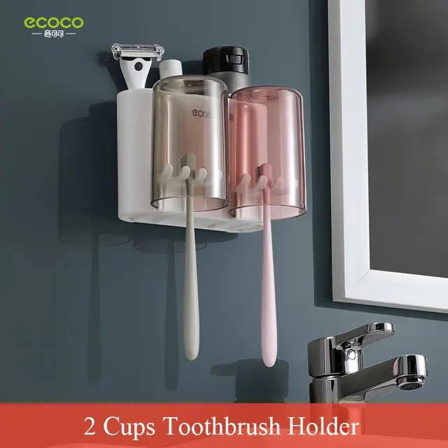 ECOCO Wall Mount Toothbrush Holder Automatic Toothpaste Squeezer ...