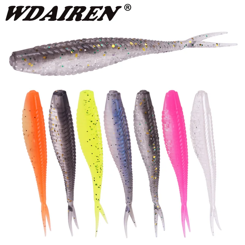 5PCS-Fishing-Easy-Shiner-Shad-Soft-Lure-Fork-Tail-Fish-Jig-Wobblers-7cm ...