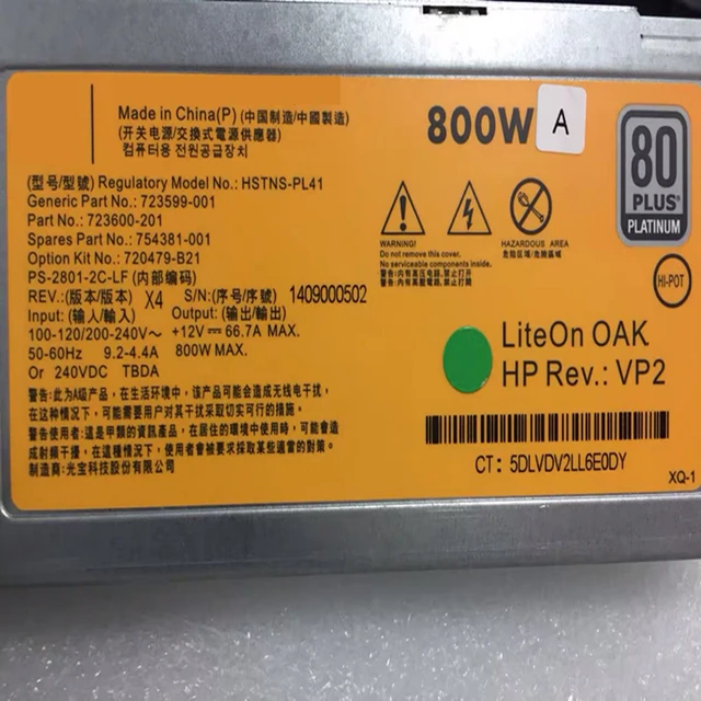 Original PSU For HP DL380 350 360 388G9 800W Power Supply 720479-B21 ...