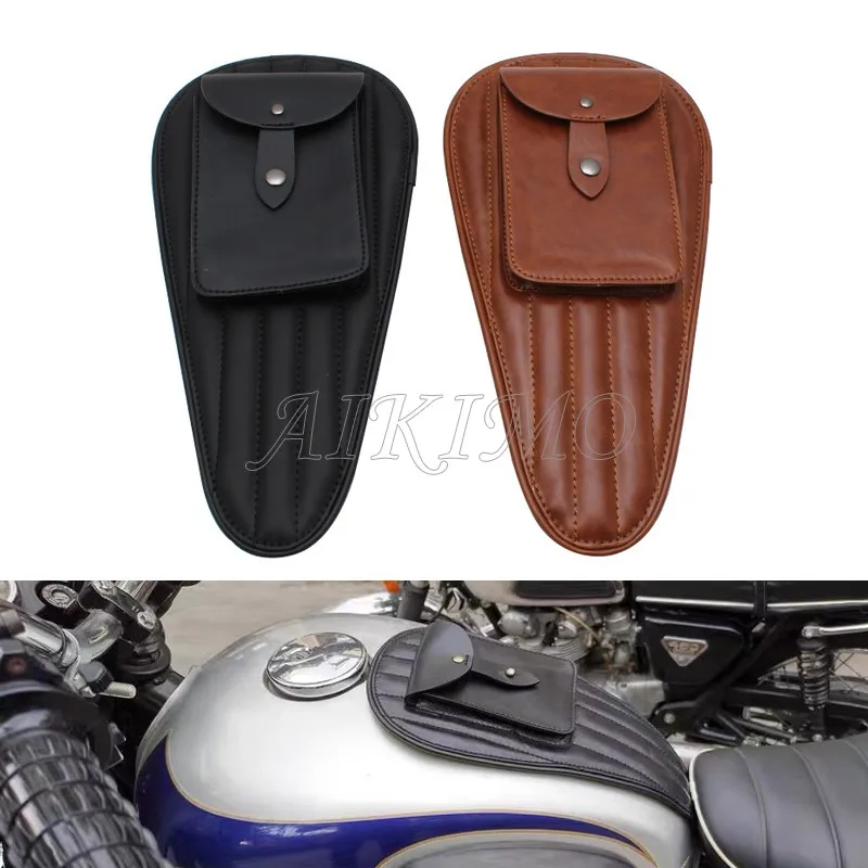 2colors-Old-School-PU-Leather-Motorcycle-Tank-Chap-Cover-Panel-Pad-Bib ...