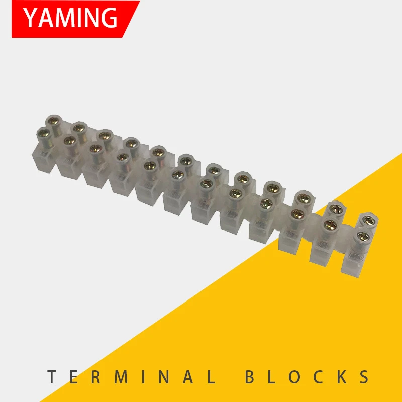 Ym012 Wire Connector 10a Din Rail 12 Terminal Blocks 24 Screw Connect ...