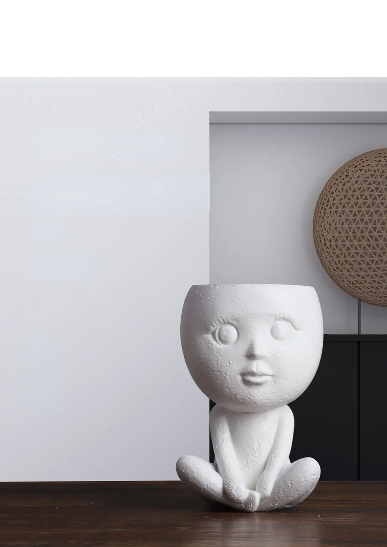 VASE,F--Vase en résine, Sculpture de poupée de fille, Pot de fleur de ...