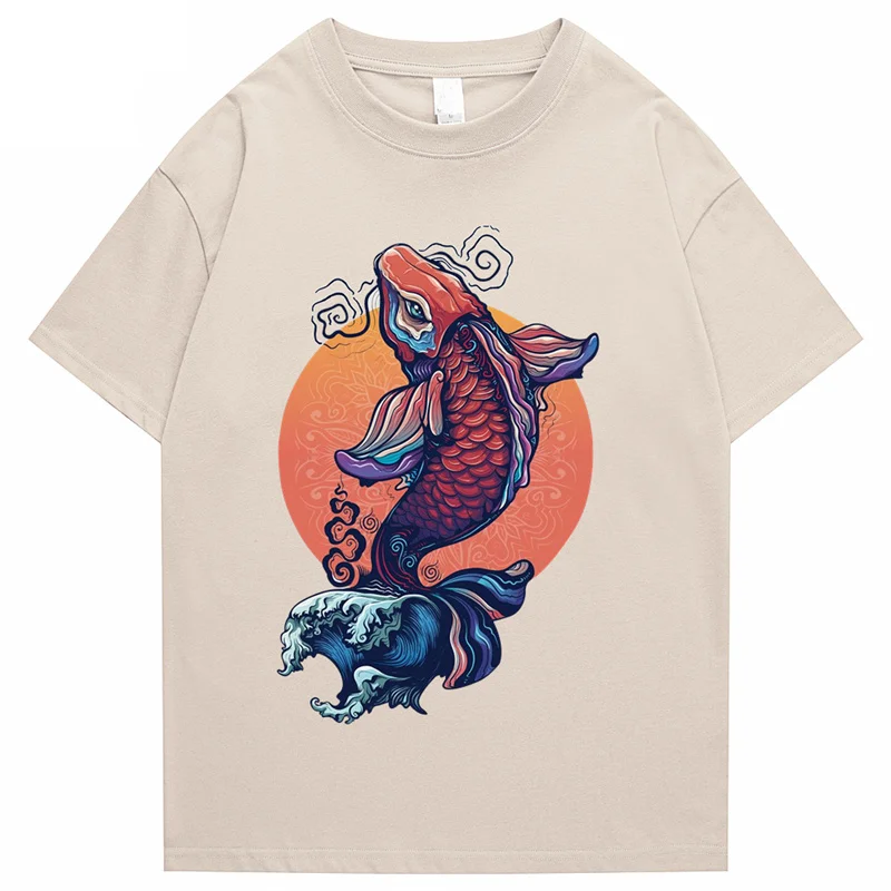 Fish Print Shirts Japanese | Koi Fish Streetwear Shirt | Japanese Koi ...