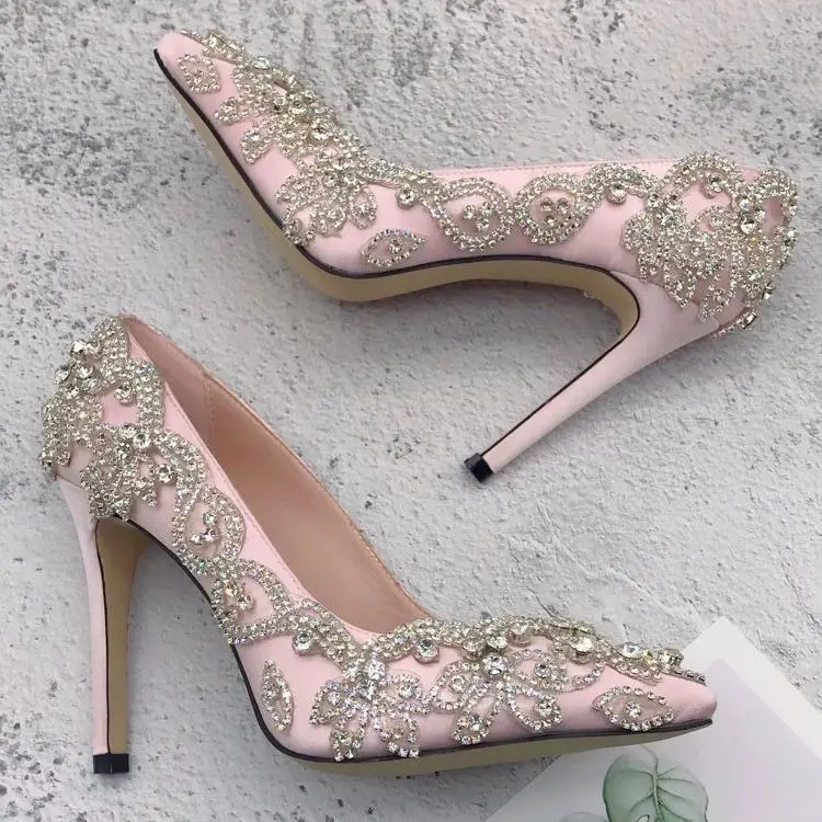 Pink Wedding Shoes With Crystals
