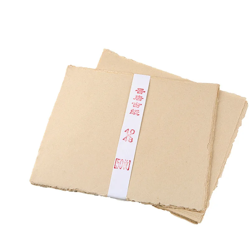Papel Xuan de cáñamo semiadulto, 50 hojas de papel Manual, pincel de ...
