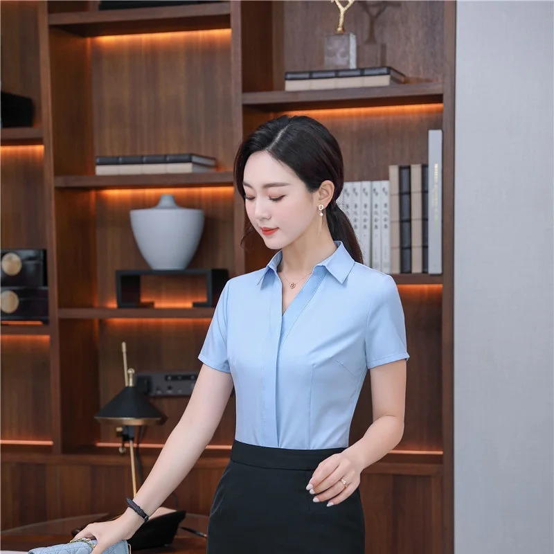 2021-Summer-Office-Ladies-Work-Wear-Blouse-Female-Tops-Clothes-OL ...