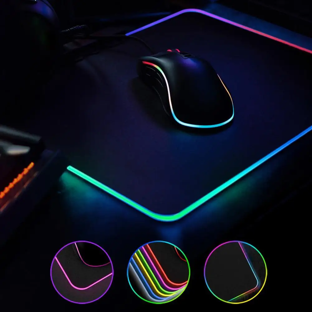 RGB Gaming Mouse Pad Rubber Mat RGB Colorful LED Lighting Gaming Mouse ...