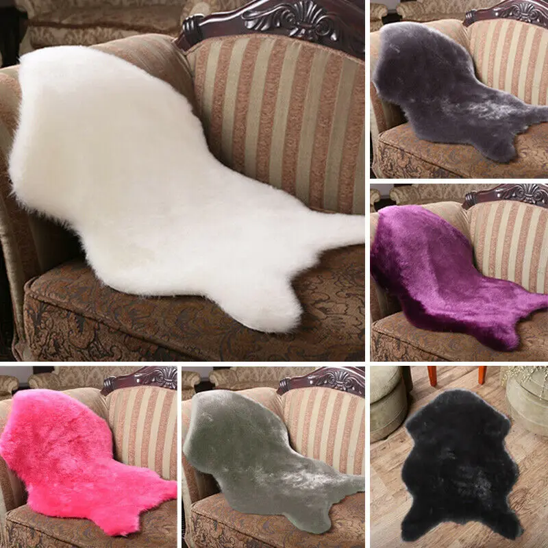 นุ่มนุ่ม Fluffy ห้องนอน Faux Fur Fake Single Sheepskin พรม Hairy Mat ...