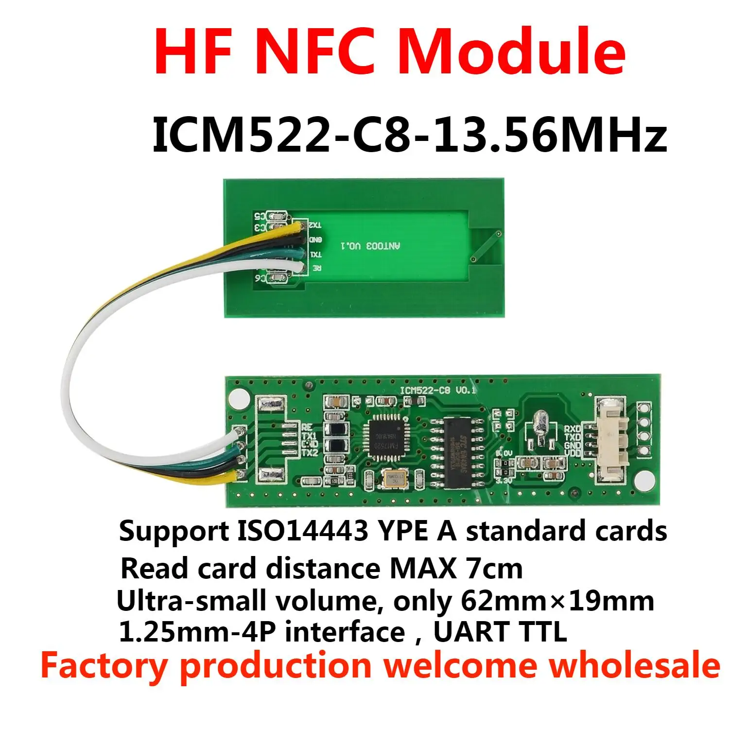 RIFD high frequency read / write module Mini embedded read / write module NFC reader 13.56MHz RF ...
