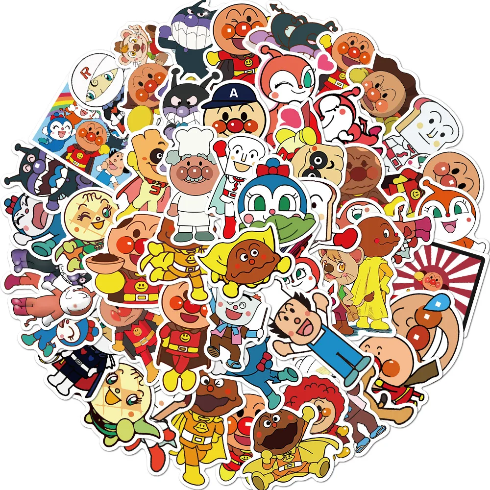 50Pcs Cartoon Anpanman Stickers For Phone Skateboard Laptop Suitcase ...