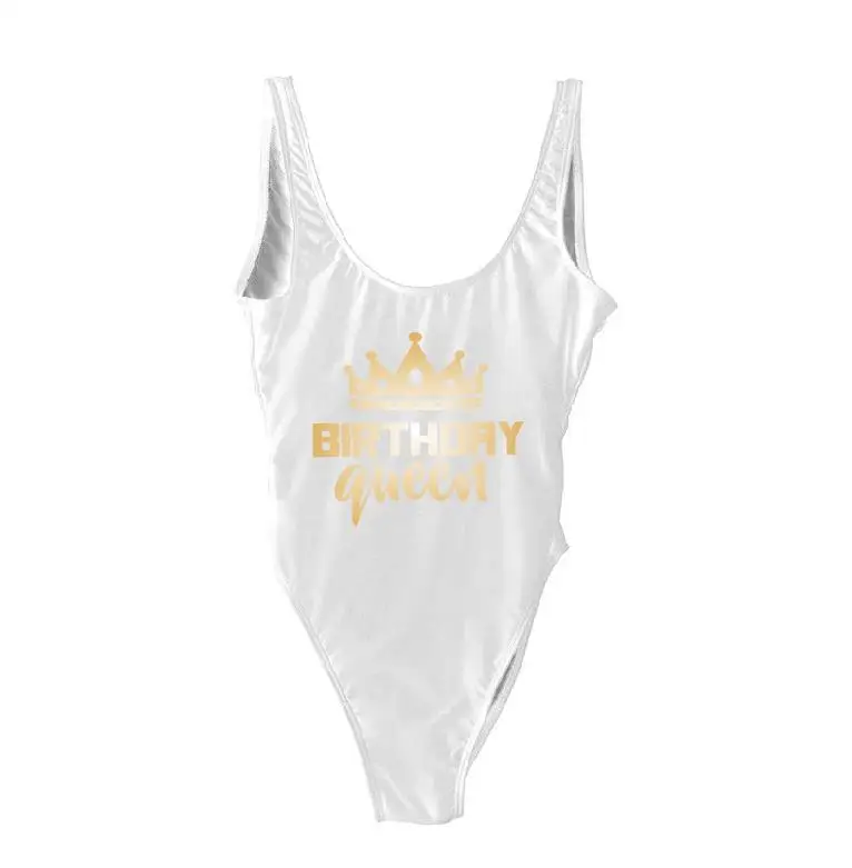 BIRTHDAY QUEEN SQUAD Crown One Piece Swimsuits Sexy Summer Beach ...