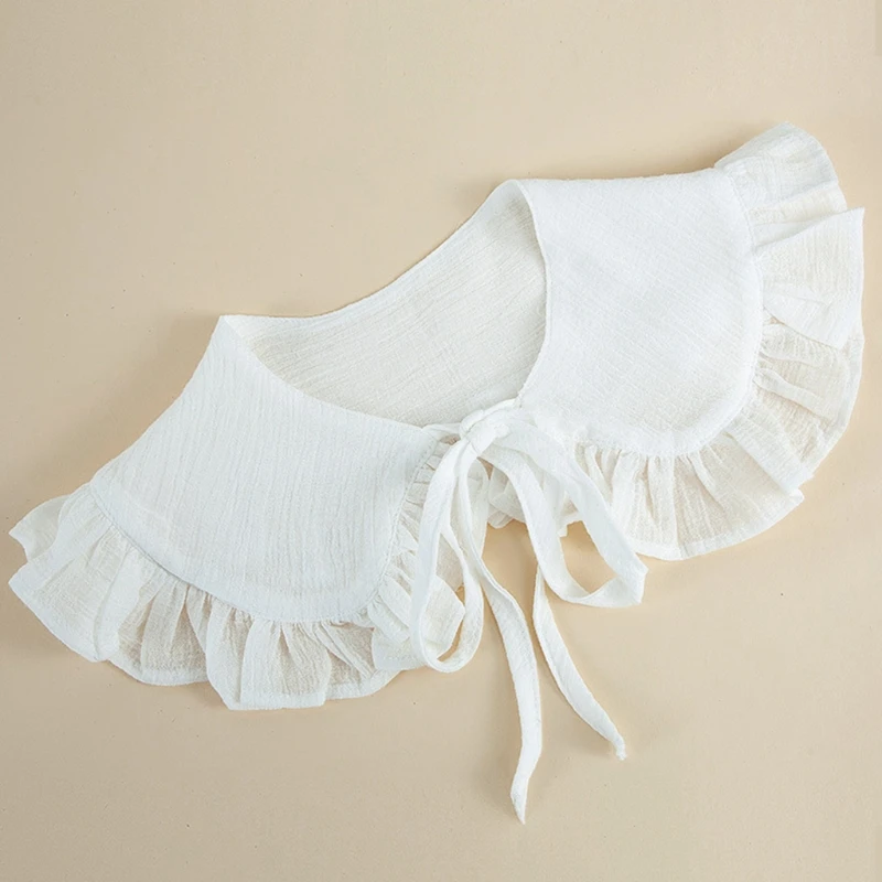 White-Shawl-Doll-False-Fake-Collar-for-Women-Girls-Ruffled-Trim ...